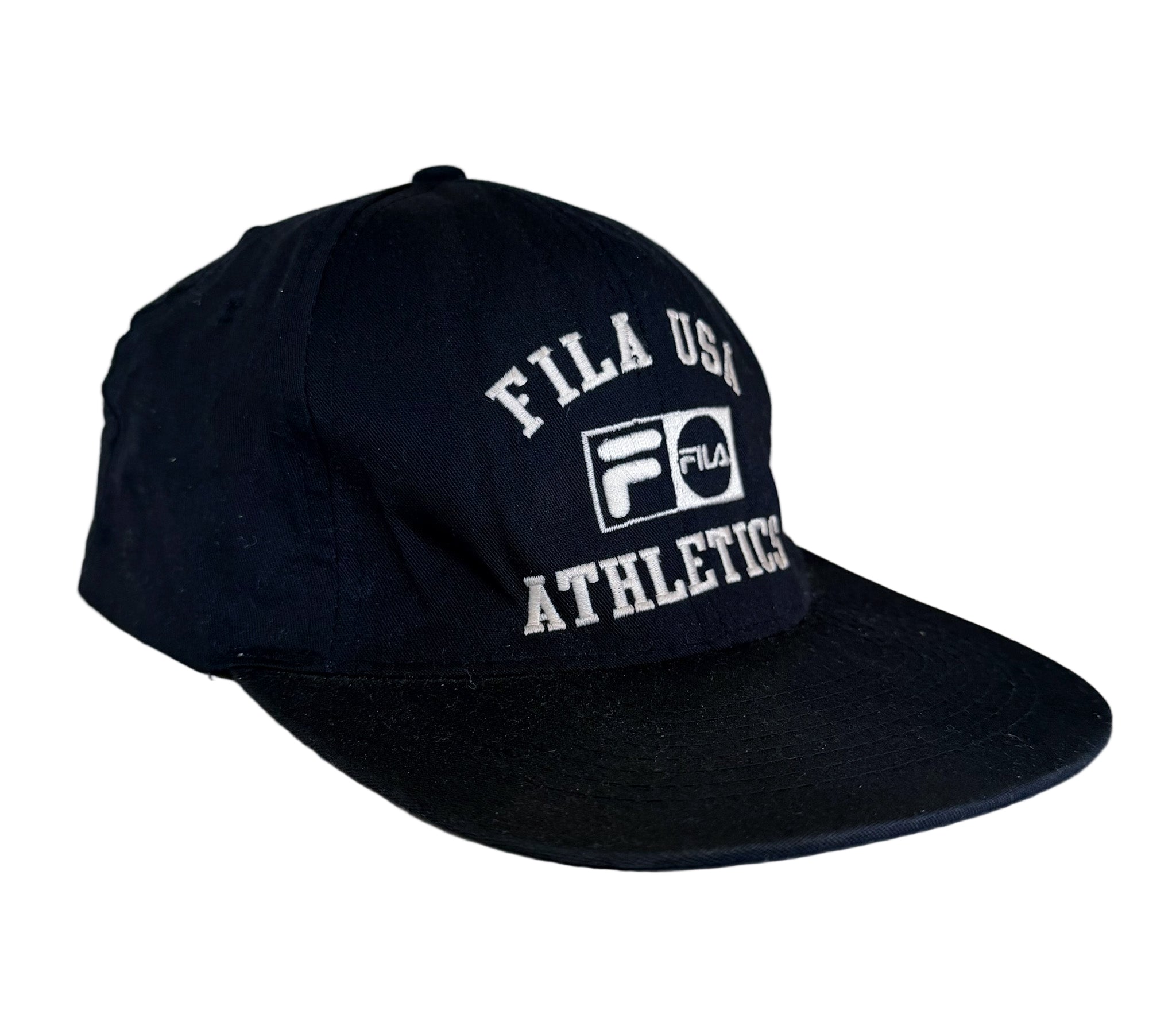 Vintage 90s Fila USA Athletics Snapback Hat – Navy Blue Logo Baseball ...